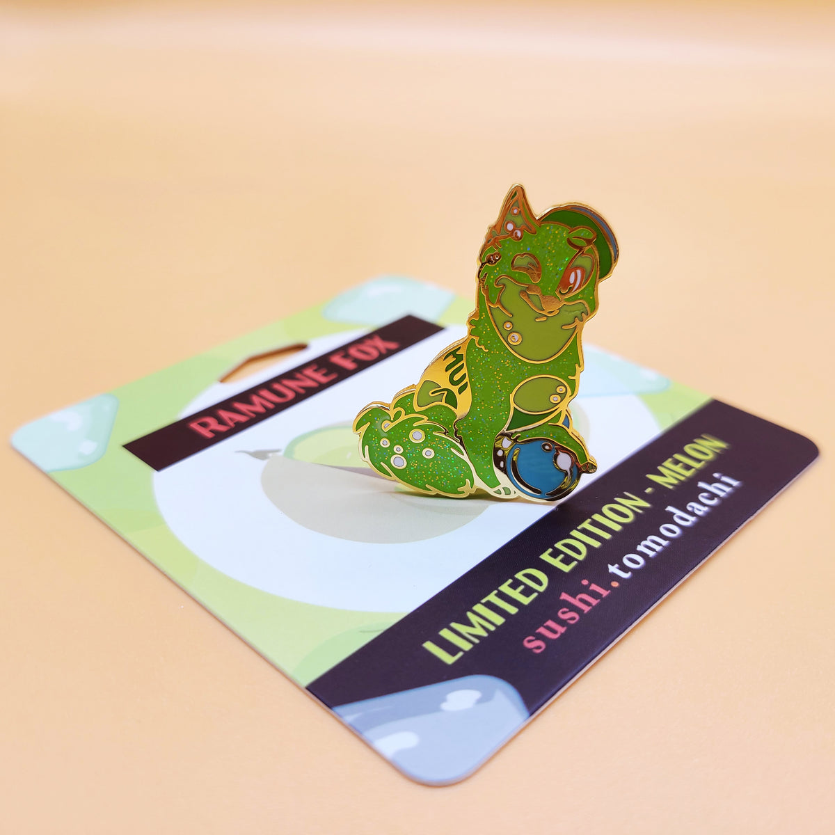 Ramune Fox (Melon) Hard Enamel Pin – Sushi Tomodachi