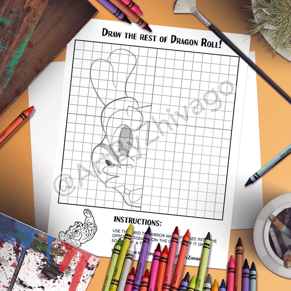 Dragon Roll Grid Activity Page (Digital Download) – Sushi Tomodachi